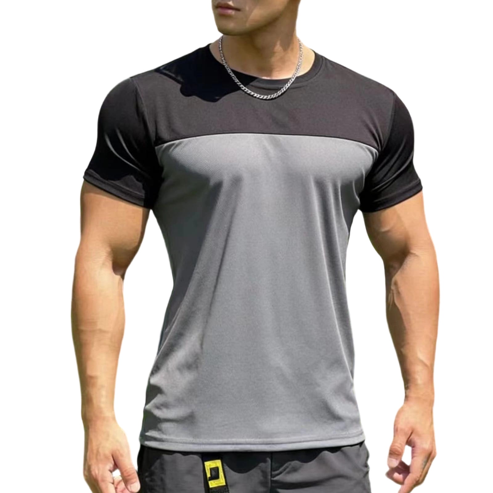 2026 Summer Men's Color Block T-Shirts - Crew Neck T Shirt Fashion ...