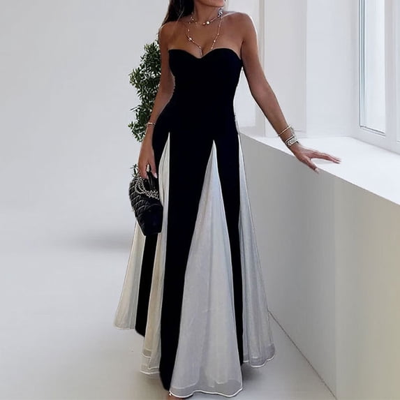 2026 Summer New Women's Black White Color Block Spaghetti Strap V-Neck ...