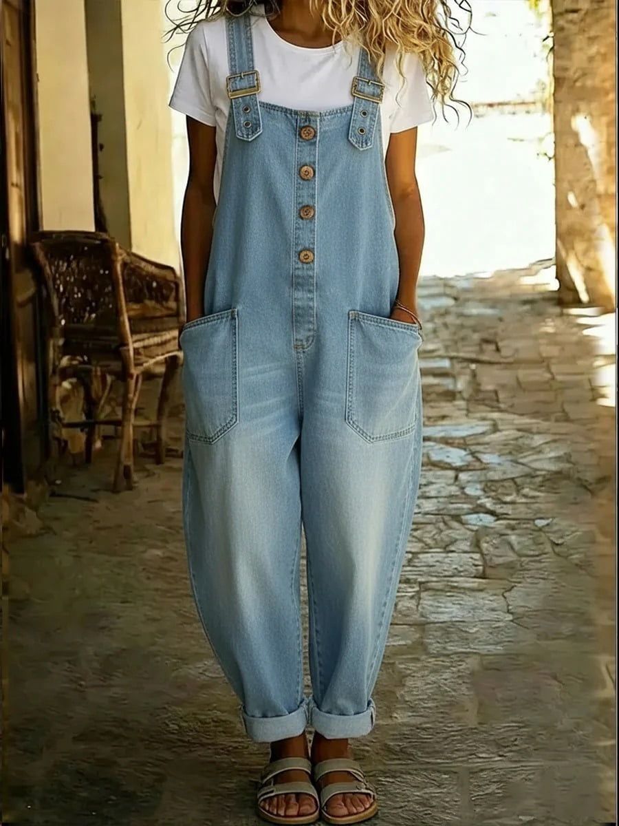 2026 Summer New Women's Light Wash Denim Overalls Adjustable Strap ...