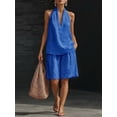 2026 Summer New Women's Linen Halter Top and Wide Leg Shorts Set ...