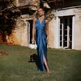 2026 Summer New Women's Satin Sleeveless V Neck Twist Front Maxi Dress ...