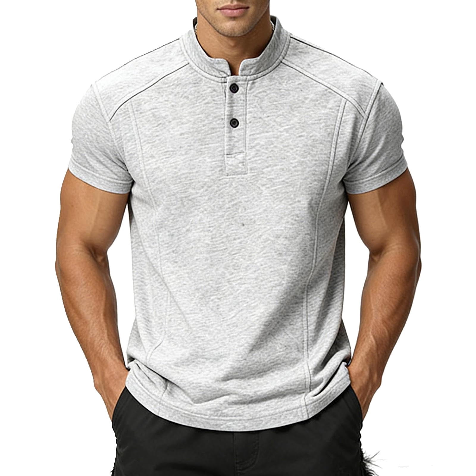 2026 Summer Shirts for Man Solid Color Casual Button Short Sleeved ...