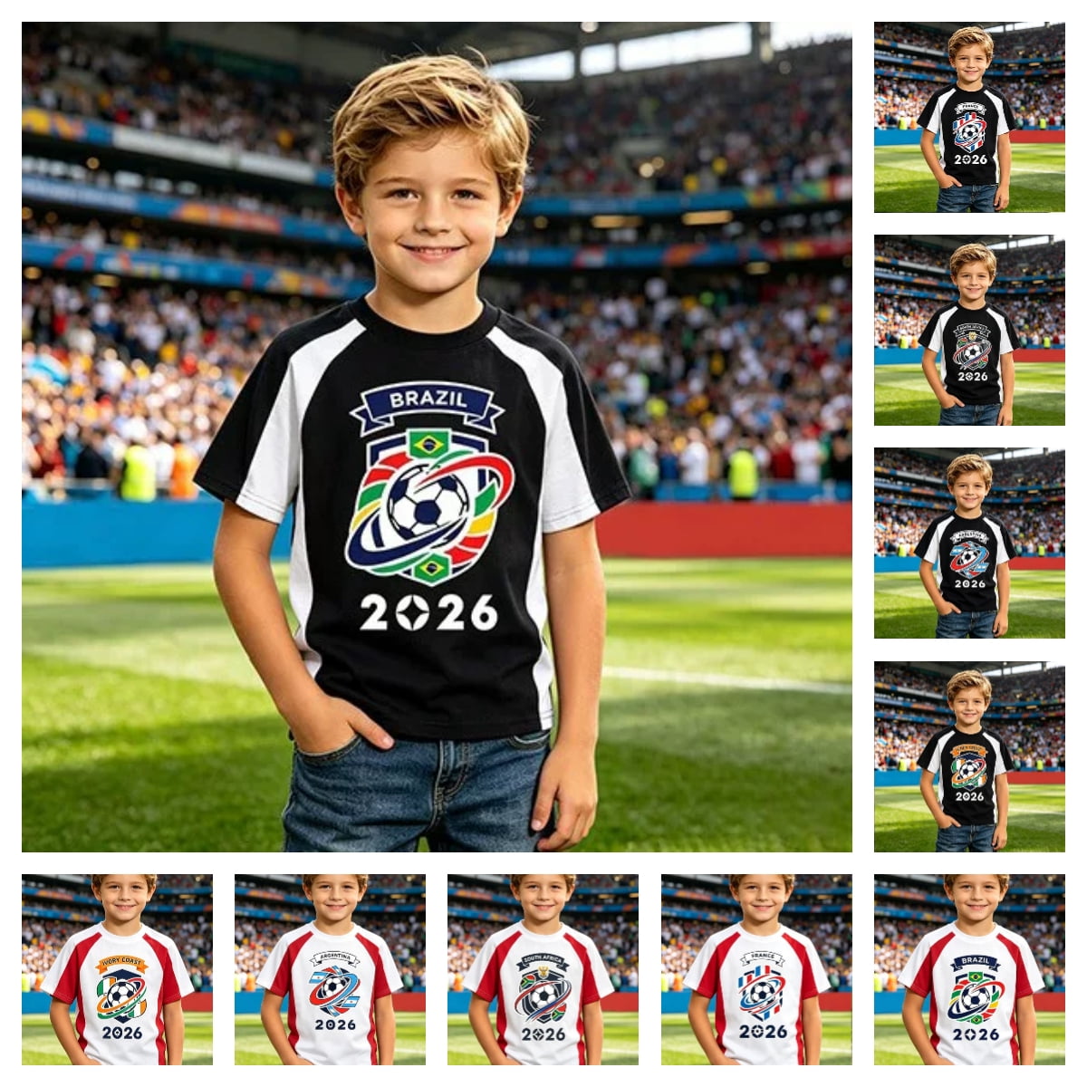 2026 Summer Soccer Round Neck Short Sleeve T-Shirt Top For Boys Vibrant ...