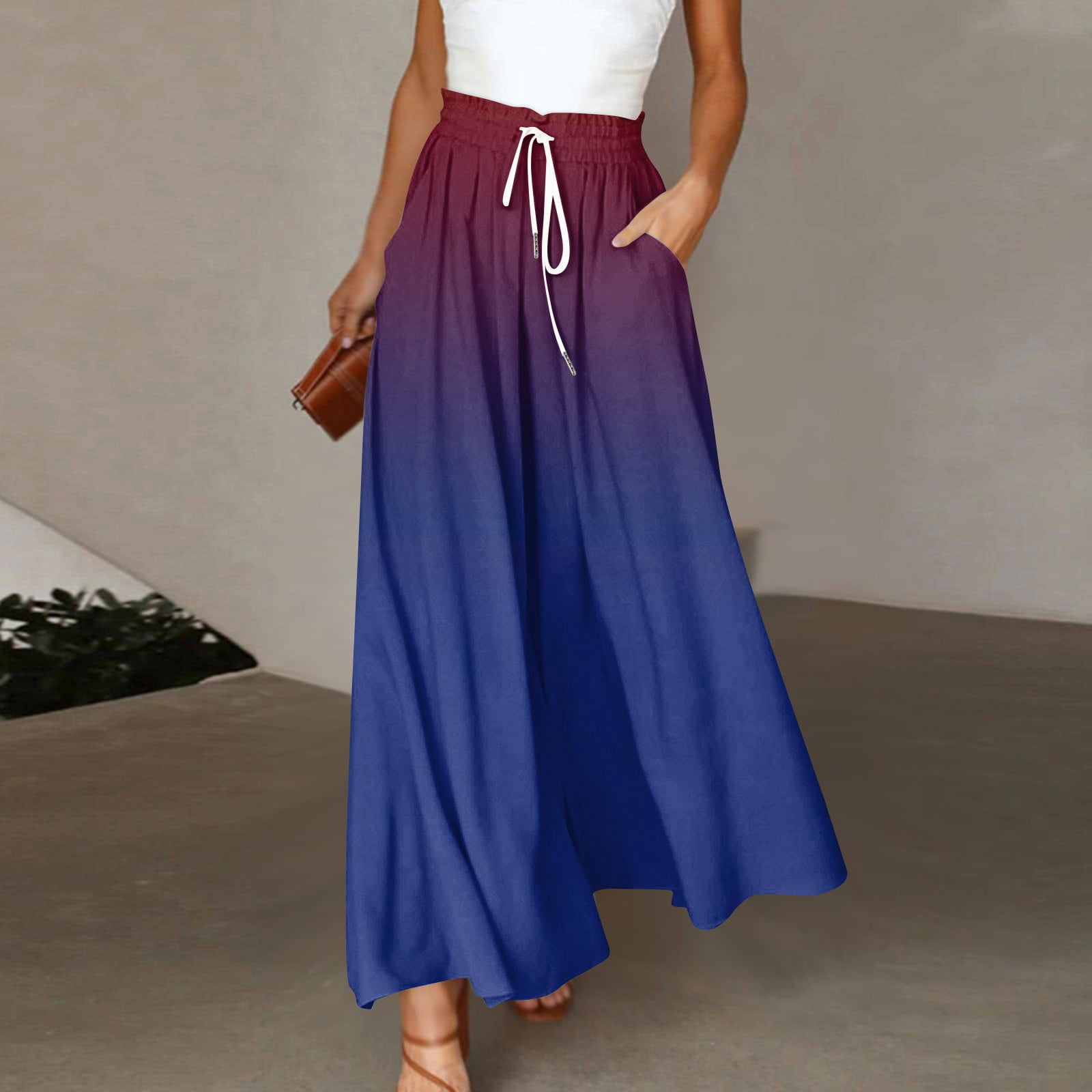 2026 Summer Wide Leg Palazzo Pants High Waisted Flowy Pockets Trendy ...