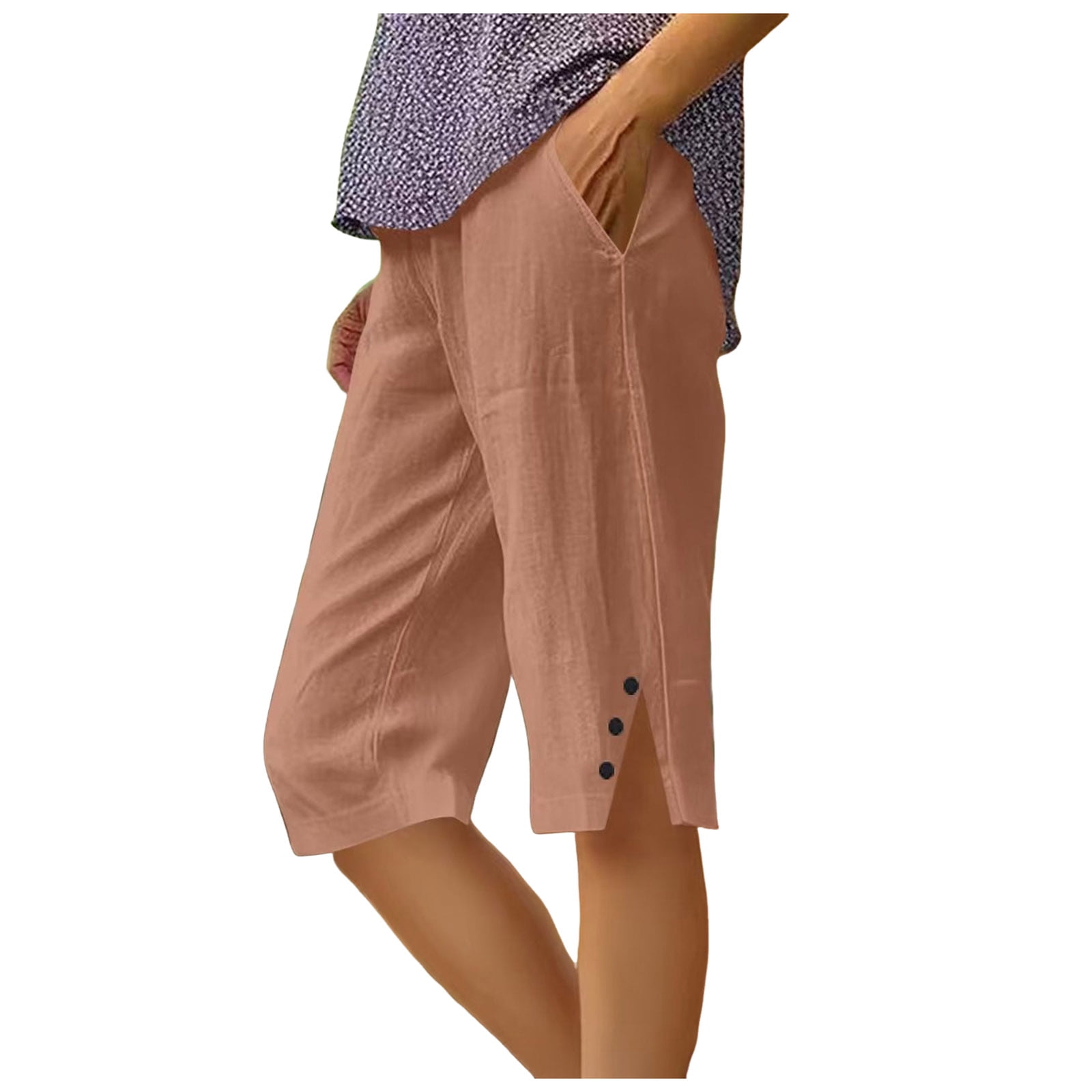 2026 Summer Women's Casual Loose Pocket Cotton And Linen Solid Color ...