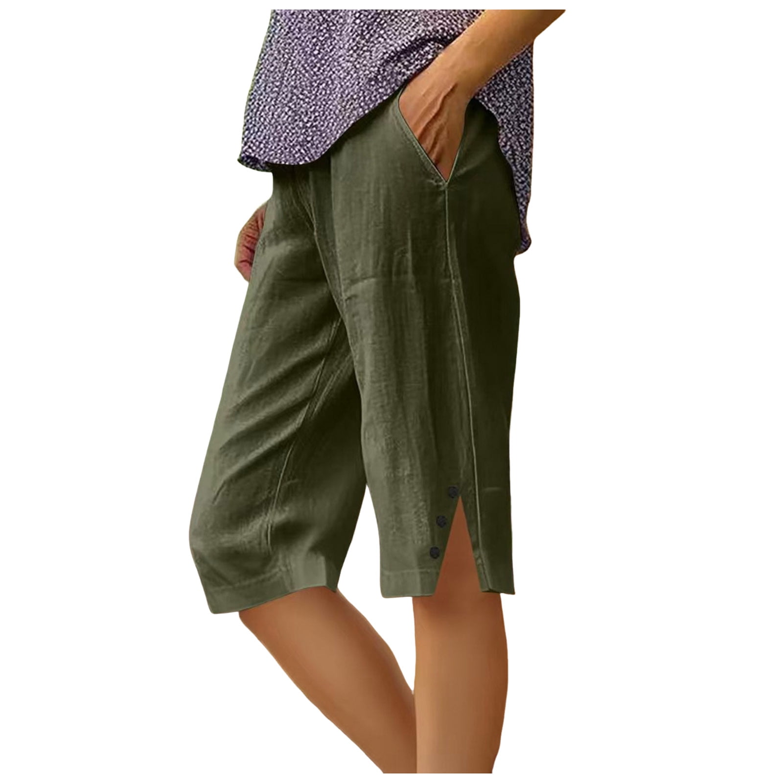 2026 Summer Women's Casual Loose Pocket Cotton And Linen Solid Color ...
