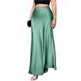 2026 Summer Womens Skirts Silk Elegant High Waist Flowy Long Satin A ...