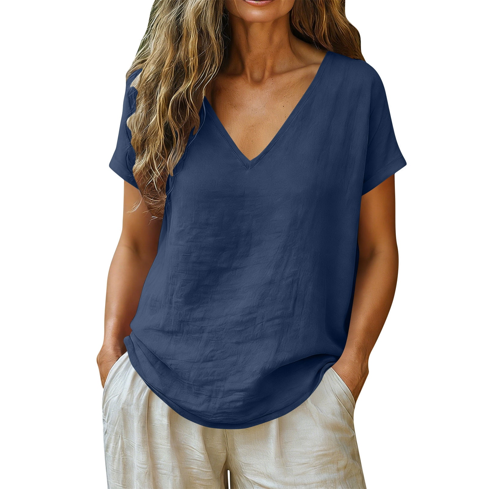 2026 Summmer Plus Size Tops for Women Trendy Cotton and Linen Casual ...