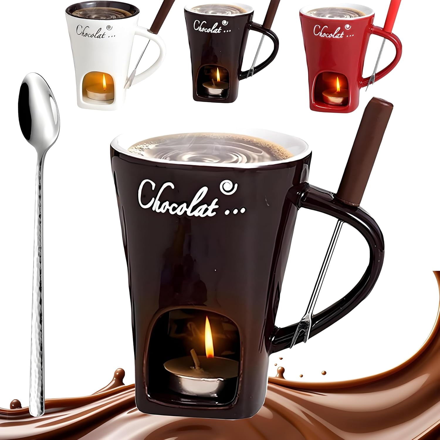2026 Sweet Fondue Cup, Chocolate Fondue Mug with Forks, Fondue Cups Set ...