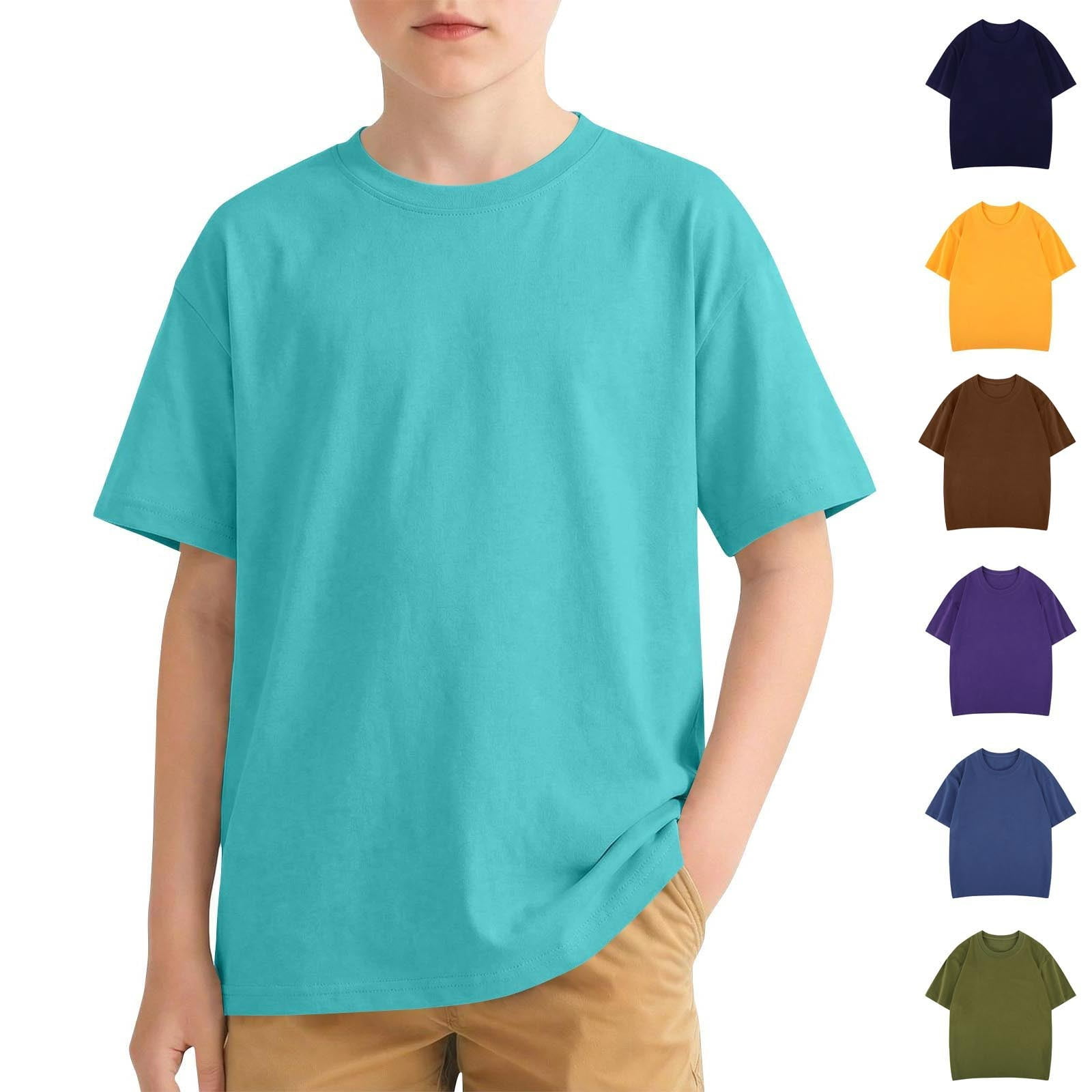 2026 Sweet and Cute Big Kid Tops for Summer Casual Solid Color Leisure ...