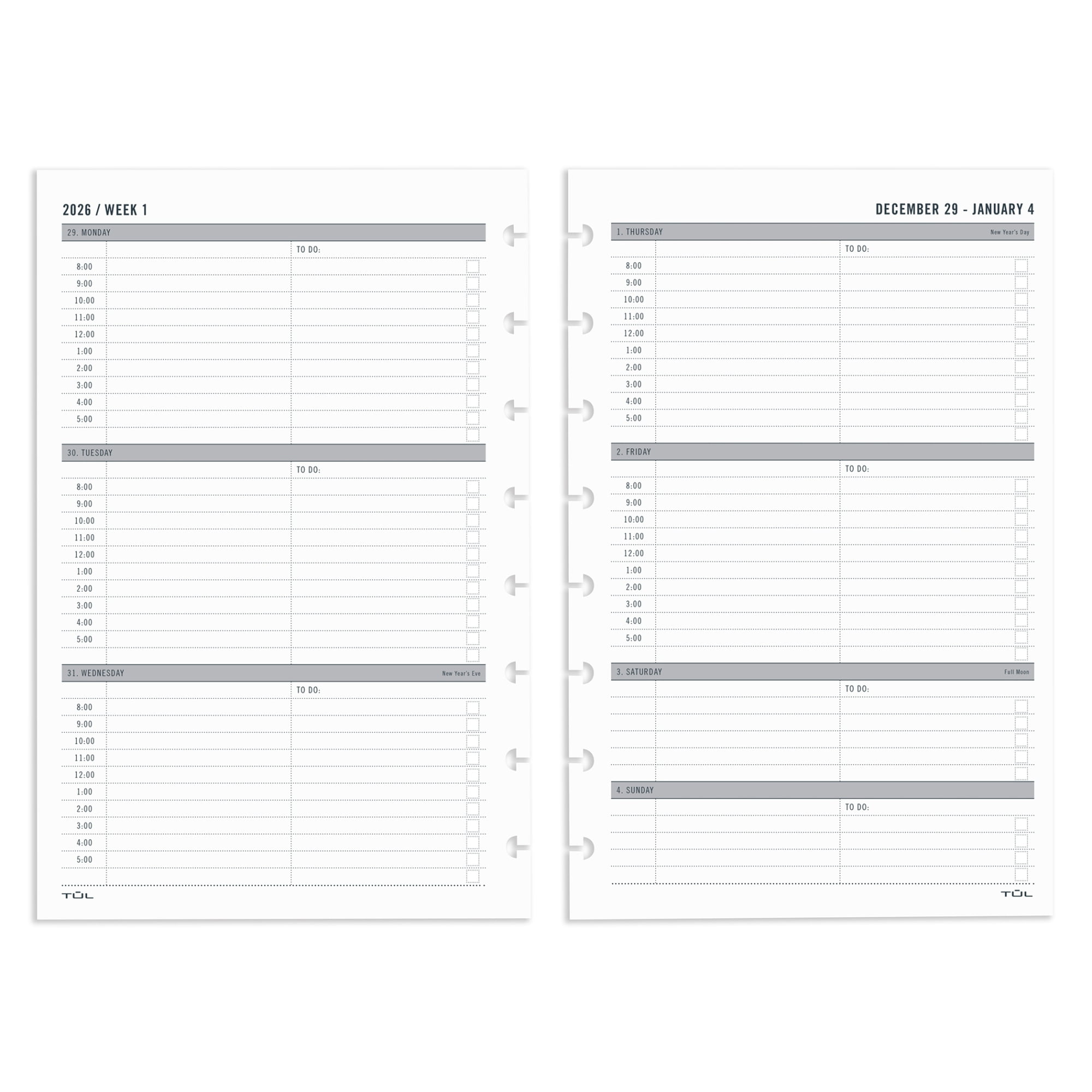 2026 TUL® Discbound Weekly Planner Refill Pages, Junior Size, January ...