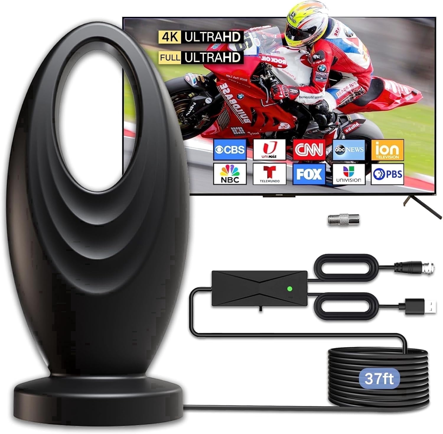 2026 Upgraded 2200+ Miles Range Digital TV Antenna, Indoor 360° Signal ...