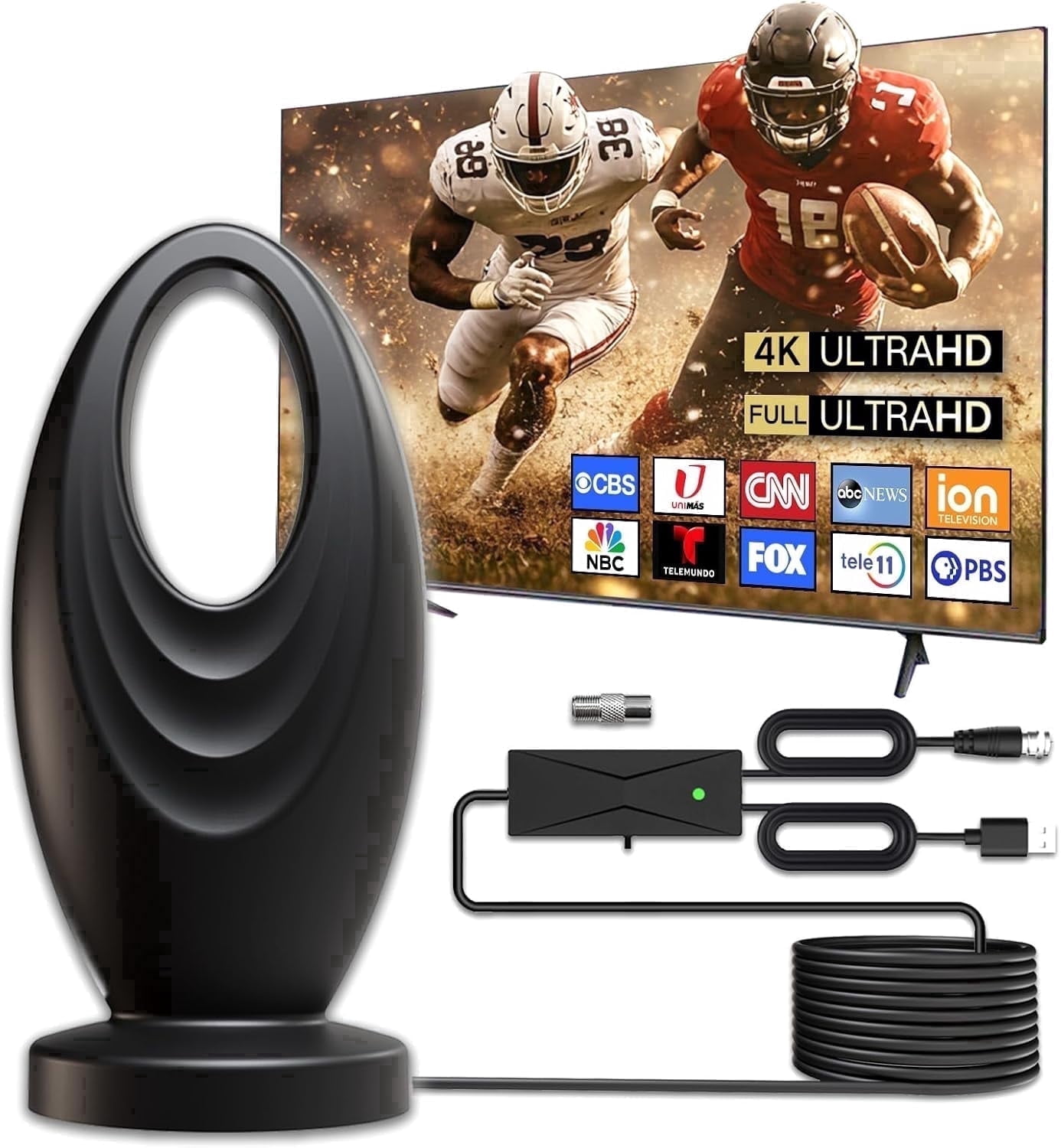 2026 Upgraded 2200+ Miles Range Digital TV Antenna, Indoor 360° Signal ...
