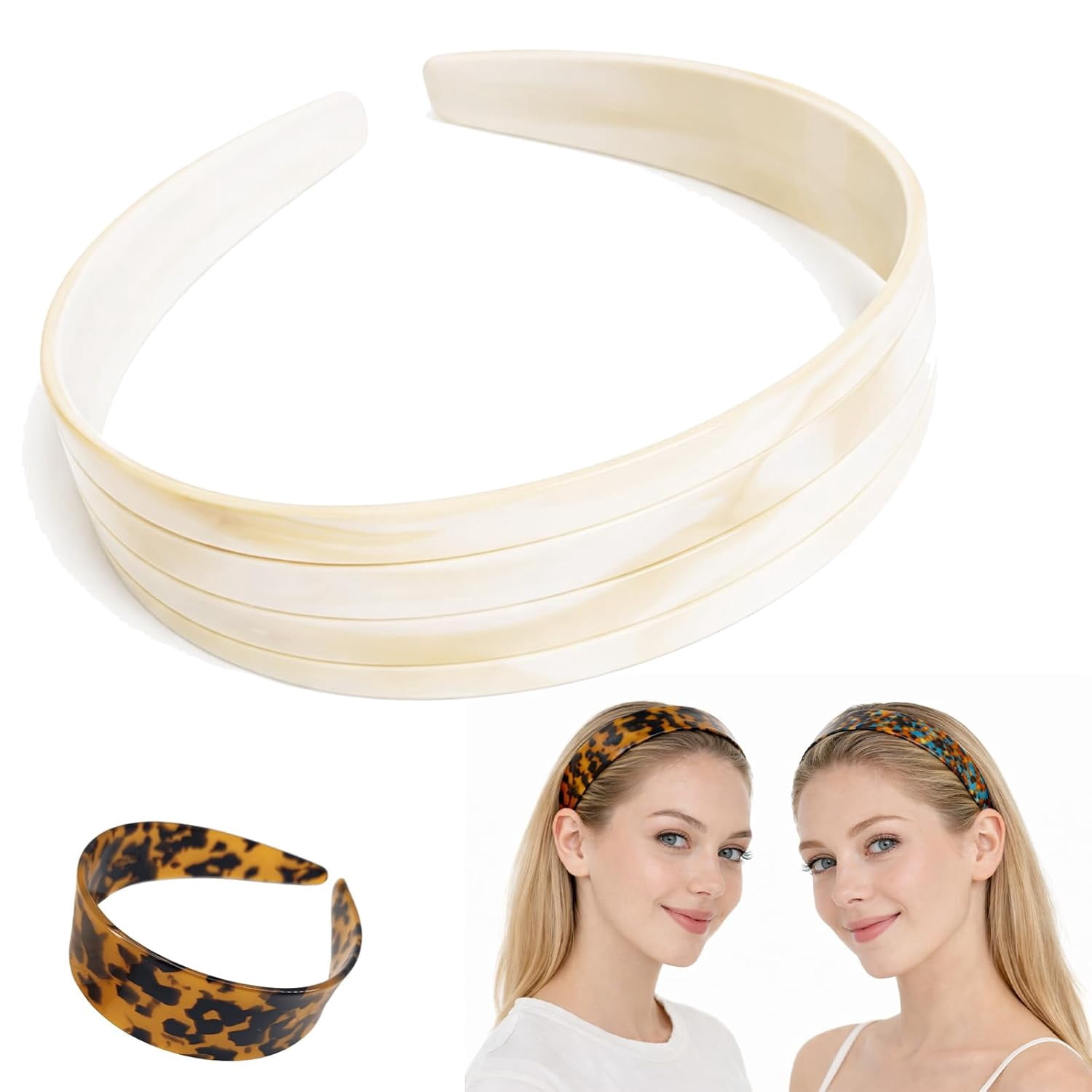 2026 Thick Tortoise Shell Headband Women, 1.5in Acetate Leopard Plastic ...