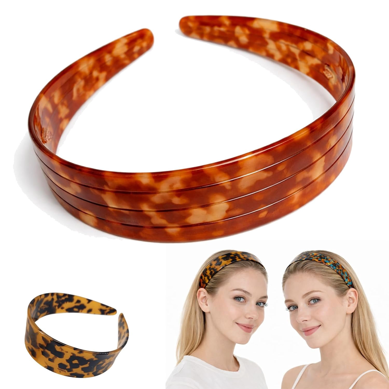 2026 Thick Tortoise Shell Headband Women, 1.5in Acetate Leopard Plastic ...