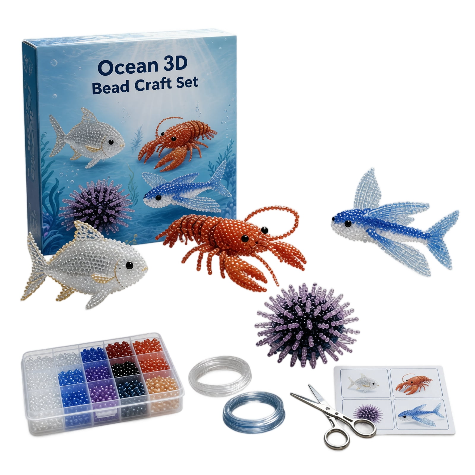 2026 Tiny 3D Beaded Animal DIY Kit, Vivid Marine Shapes, Delicate ...