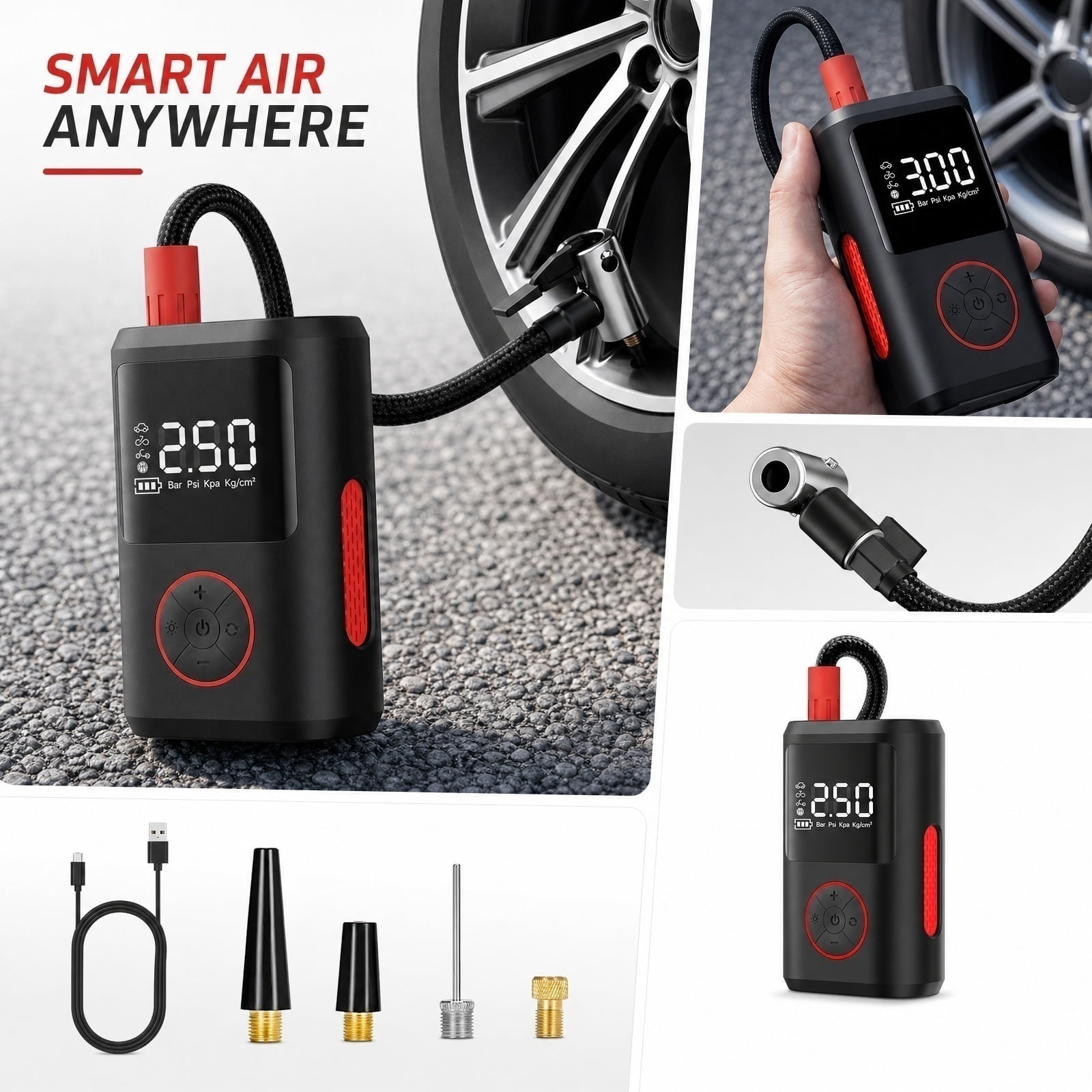 2026 Tire Inflator Portable Air Compressor, Cordless Bike Pump, Air ...