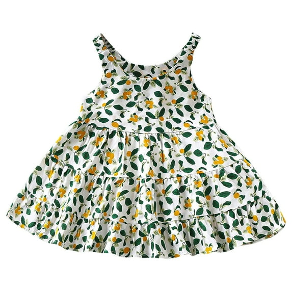 2026 Toddler Girls Dresses Floral Print Ruffle Hem Sleeveless Casual ...