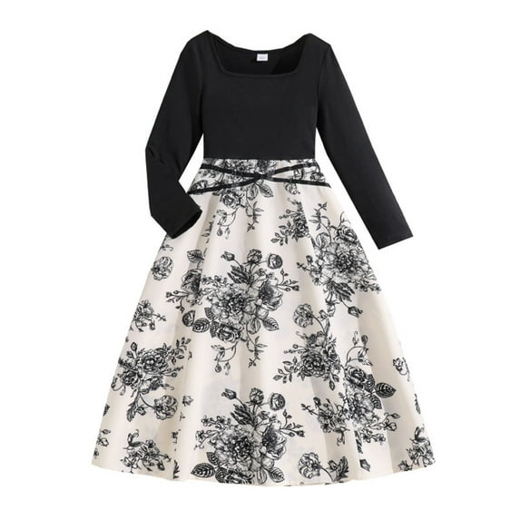 2026 Toddler Girls Dresses Long Sleeve Stripe Prints Dance Party Formal ...