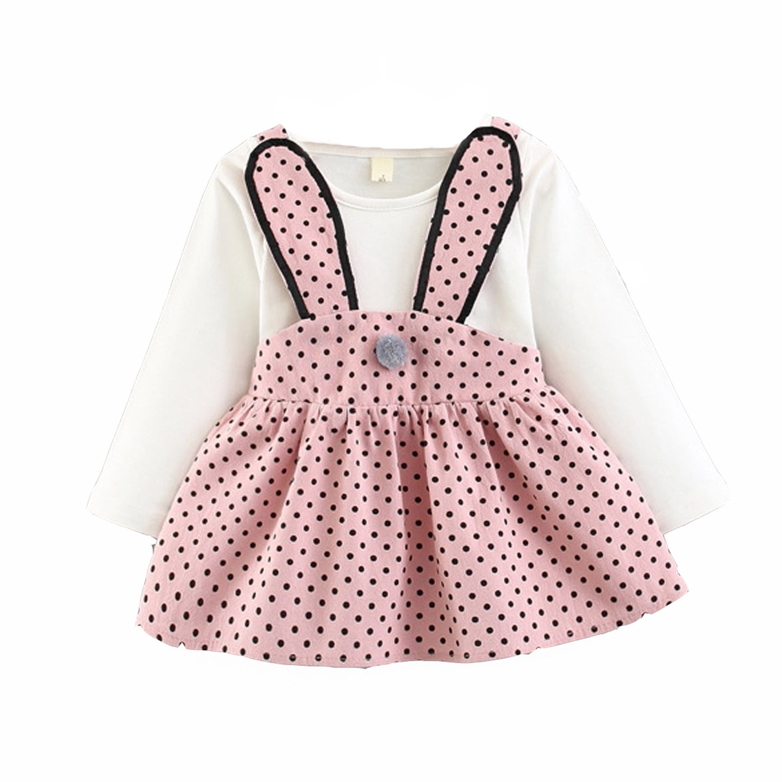 2026 Toddler Girls Dresses Ribbed Ear Polka Dot Patchwork Long Sleeve ...