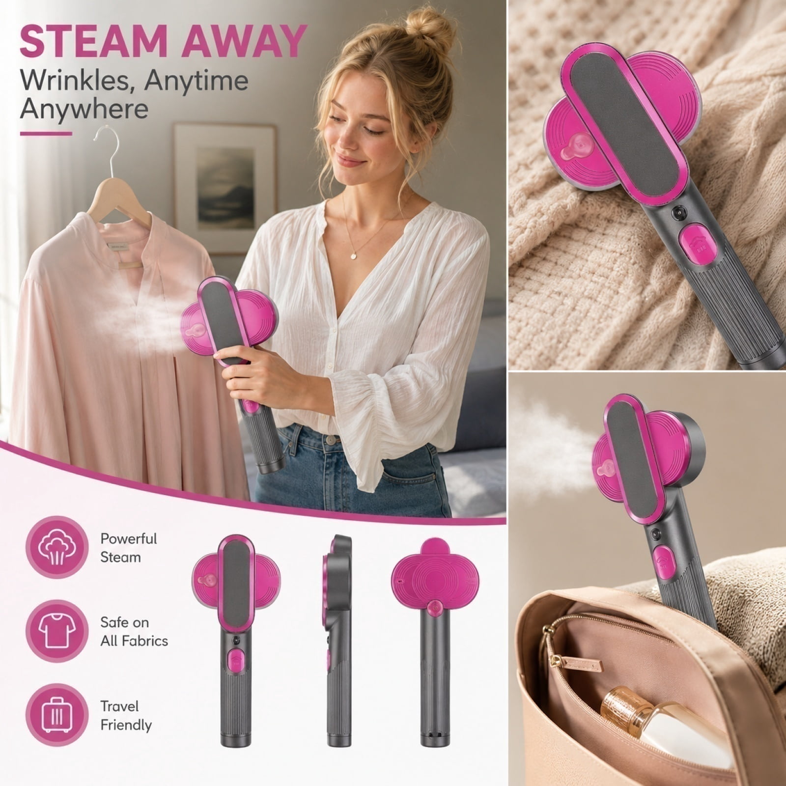 2026 Travel Steamer for Clothes, Portable Steamer ＆ Iron 2 In 1,Large ...