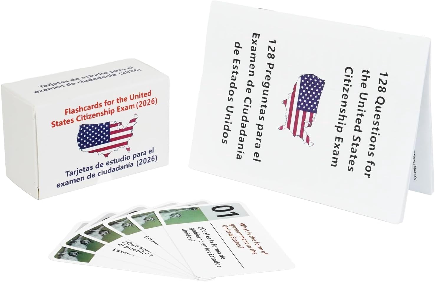 2026 US Citizenship Flash Cards, Bilingual English & Spanish 128 Civics ...