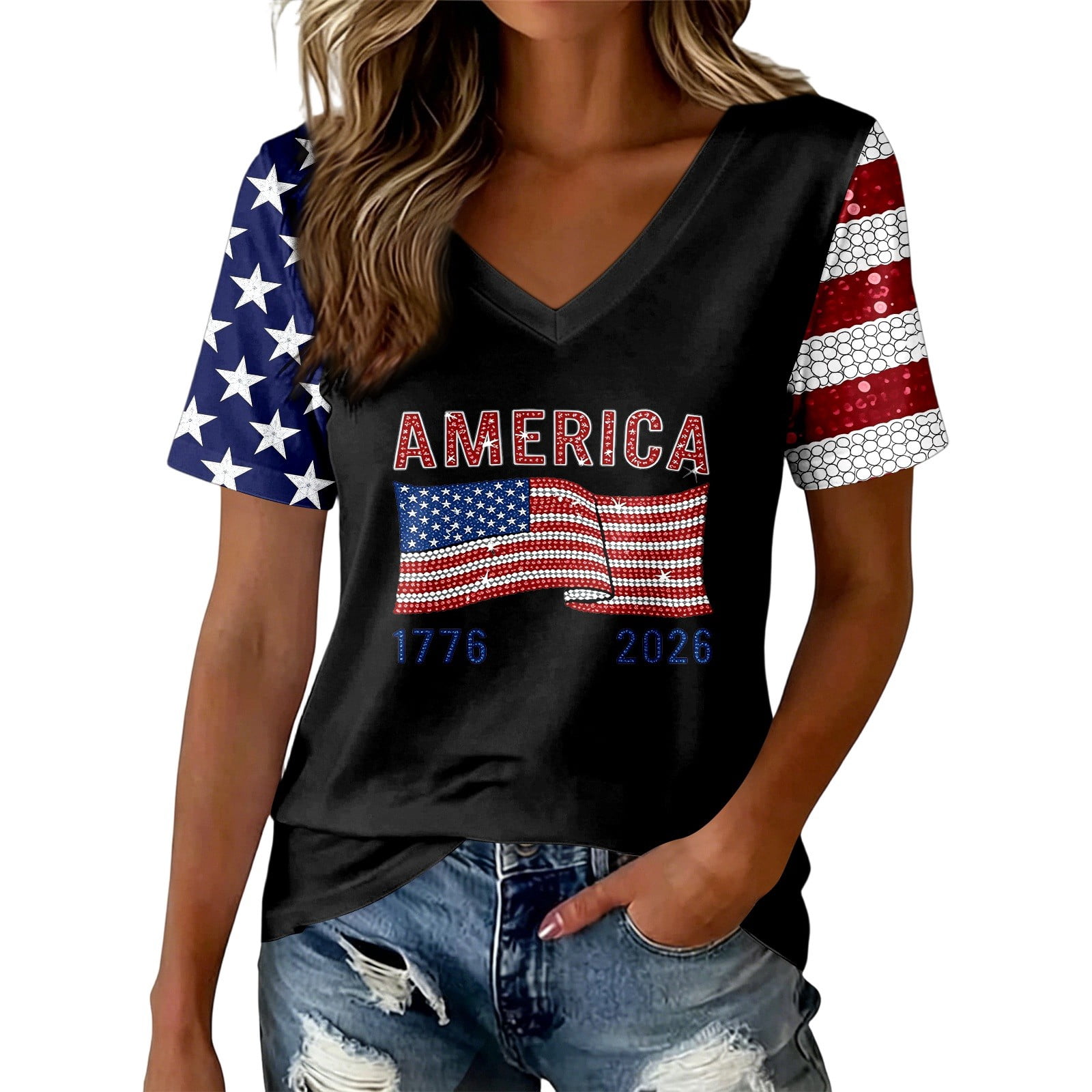 2026 USA 250th Anniversary T Shirt Women Patriotic 4th of July Tee for ...