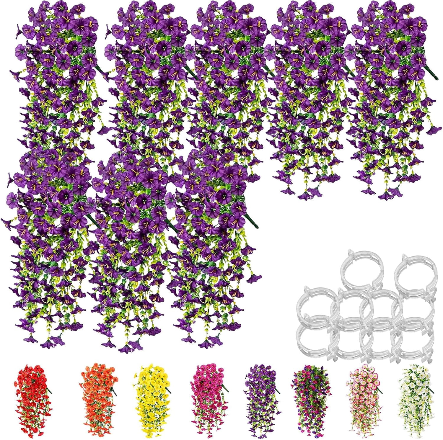 2026 UV Resistant Hanging Artificial Morning Glory Vine – Realistic ...