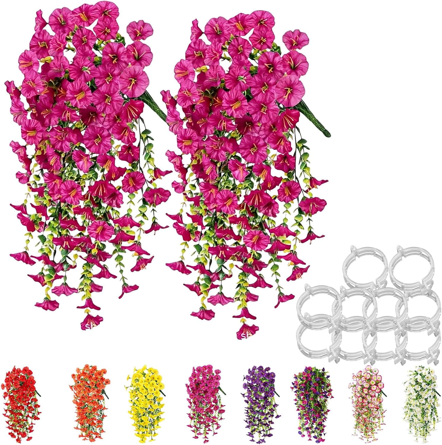 2026 UV Resistant Hanging Artificial Morning Glory Vine – Realistic ...