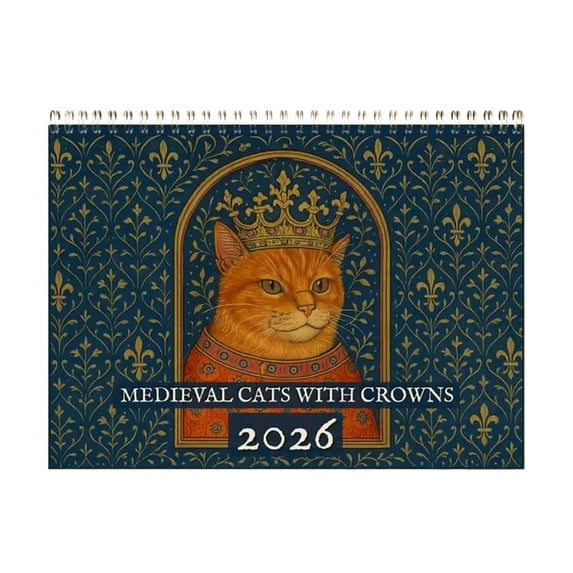 2026 Ugly Cat Art Funny Gag Gifts Medieval Cats with Crowns Wall ...