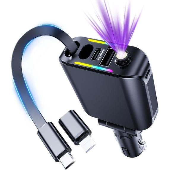 [2026 Ultra-Slim, 75% Less Space] Retractable Charger with Starlight ...