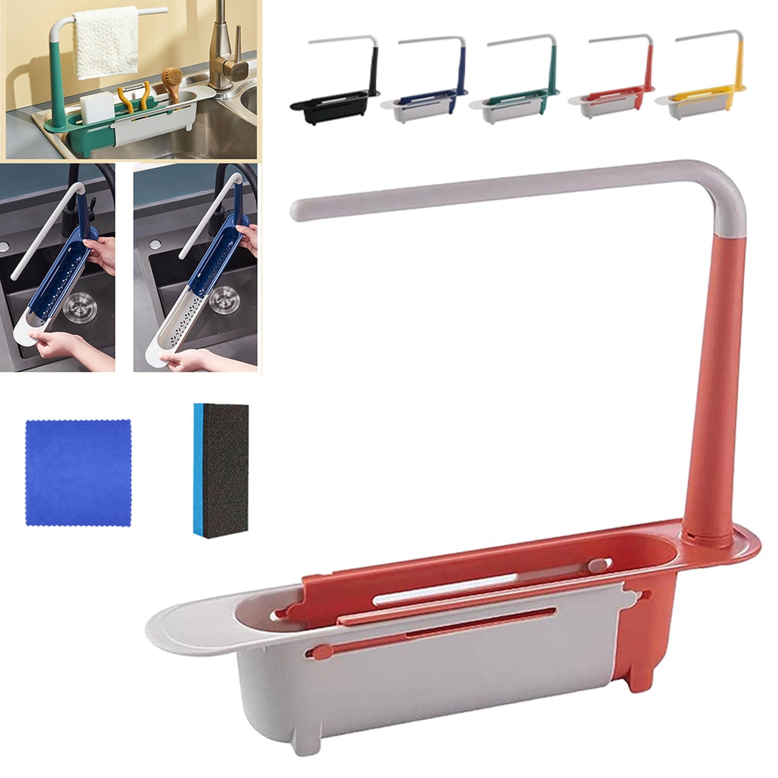 2026 Updated Telescopic Sink Storage Rack, Adjustable Length Sink Rack ...