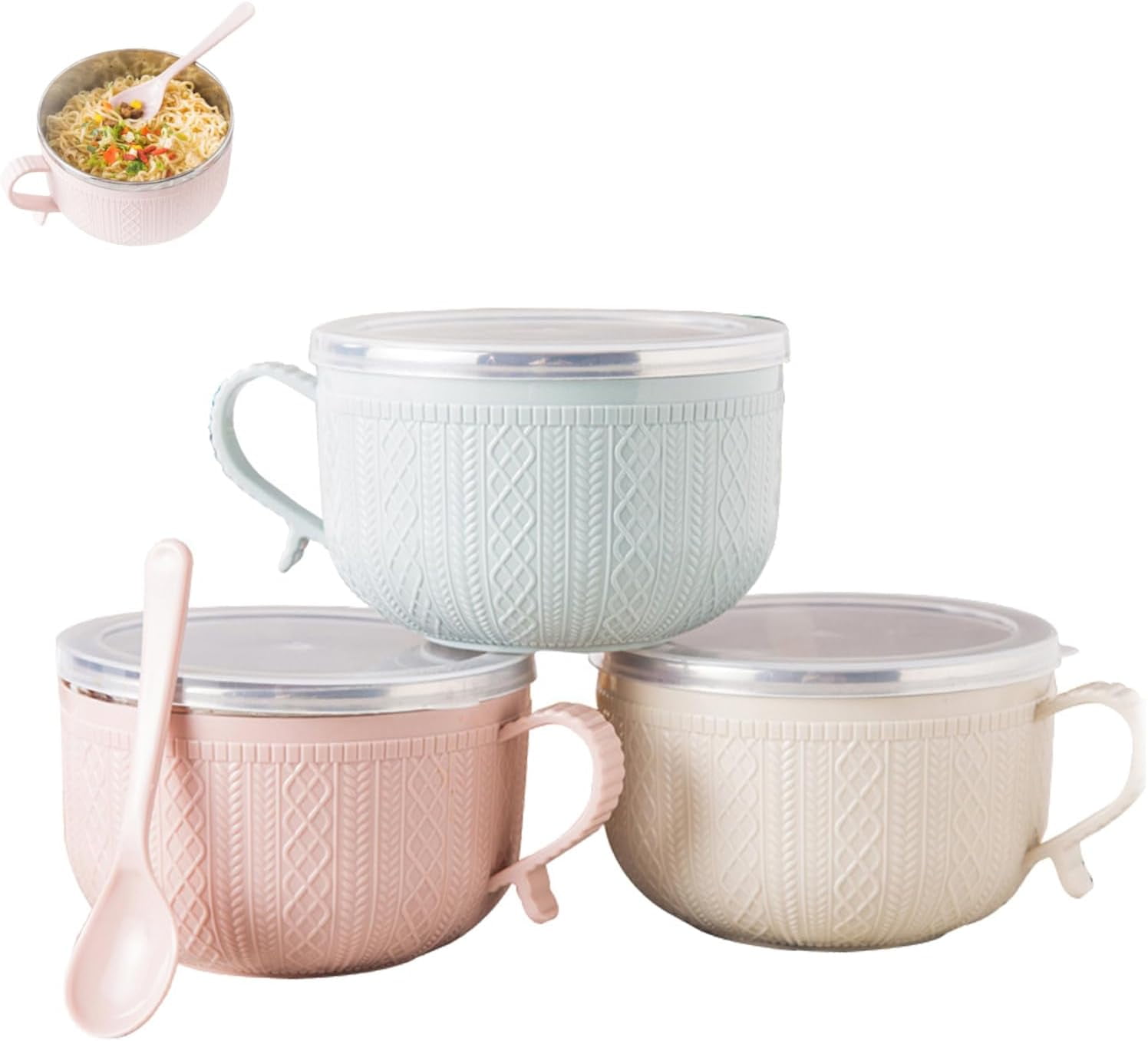 2026 Upgrade 25-oz Mug Meals w/Lid-its, Soup Bowls with Handles and ...