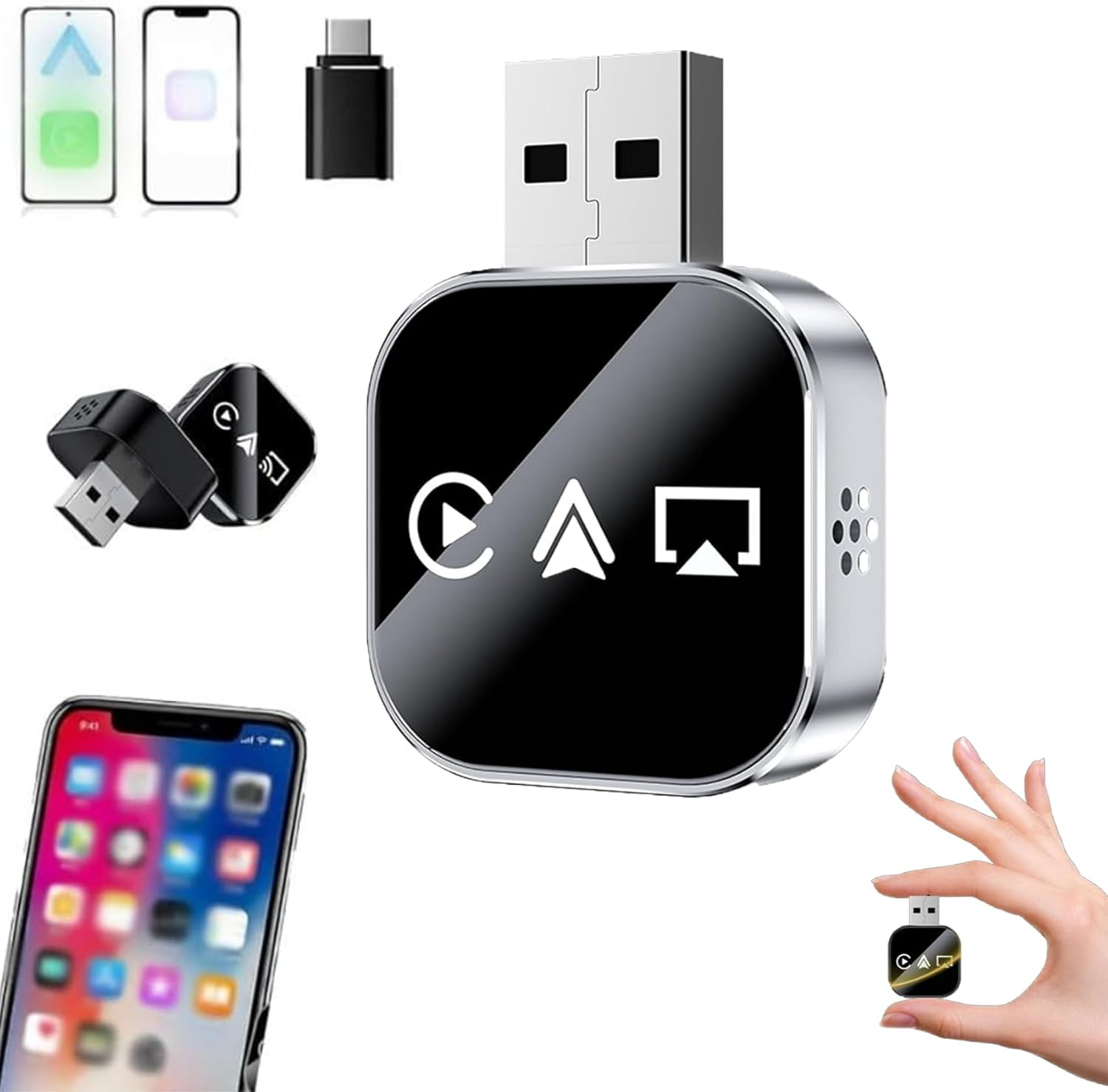 2026 Upgrade 3 in 1 Screen Mirror for iOS Phone, Wired to Wireless ...