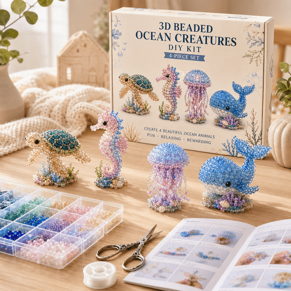 2026 Upgrade 3D Beaded Animal DIY Kit, Diversified Marine Patterns ...