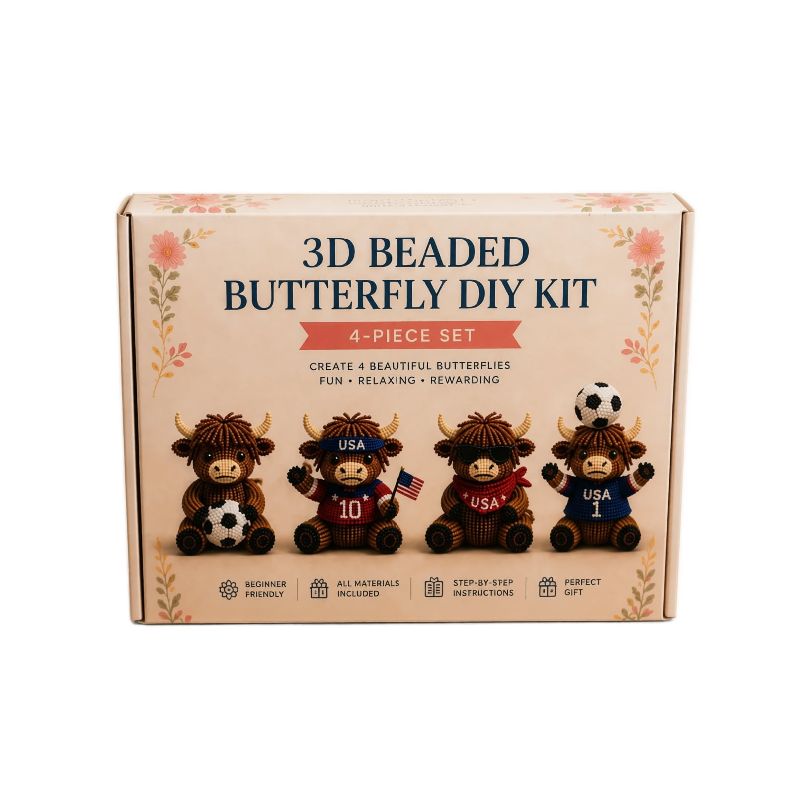 2026 Upgrade 3D Beaded Animal DIY Kit, Optimized Highland Cow Bead Kit ...