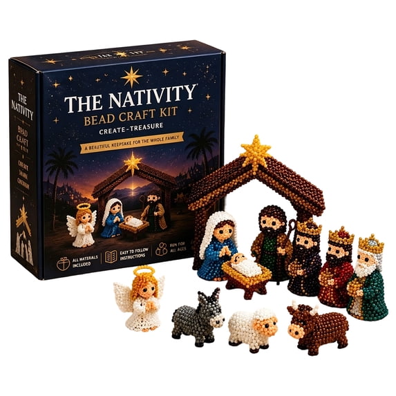 2026 Upgrade 3D Beaded DIY Kit, Nativity Scene Bead Craft, Durable ...