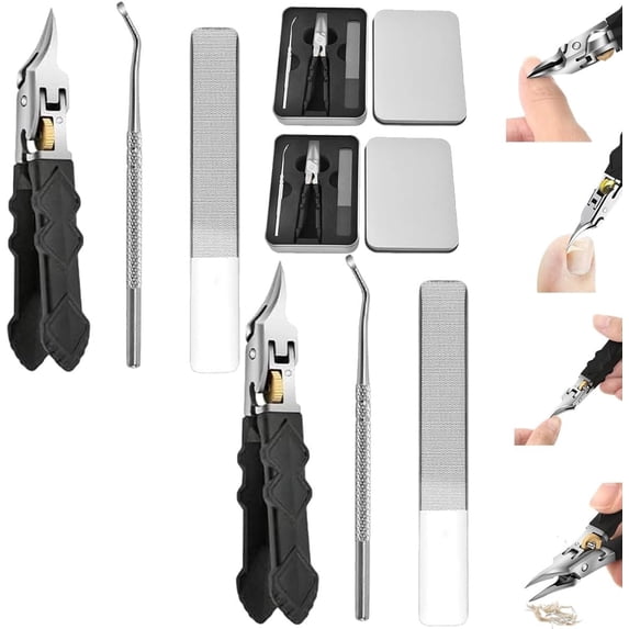 2026 Upgrade Black Anti-Slip Grip Gear Lock Nail Clipper Set With Ultra ...