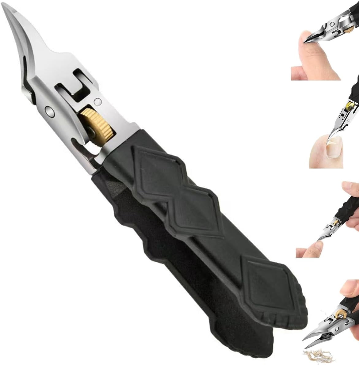 2026 Upgrade Black Anti-Slip Grip Gear Lock Nail Clipper Set With Ultra ...