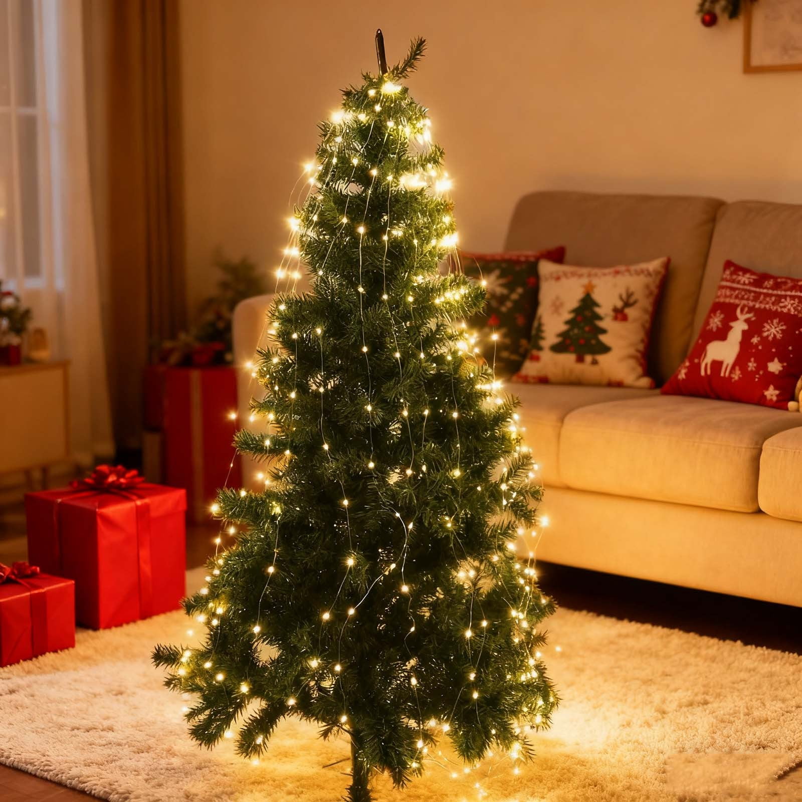 2026 Upgrade Cascading Twinkle Lights for Christmas Tree Waterfall ...