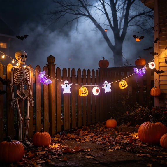 2026 Upgrade Halloween Copper Wire String Lights, Ghost Eyeball Bat ...
