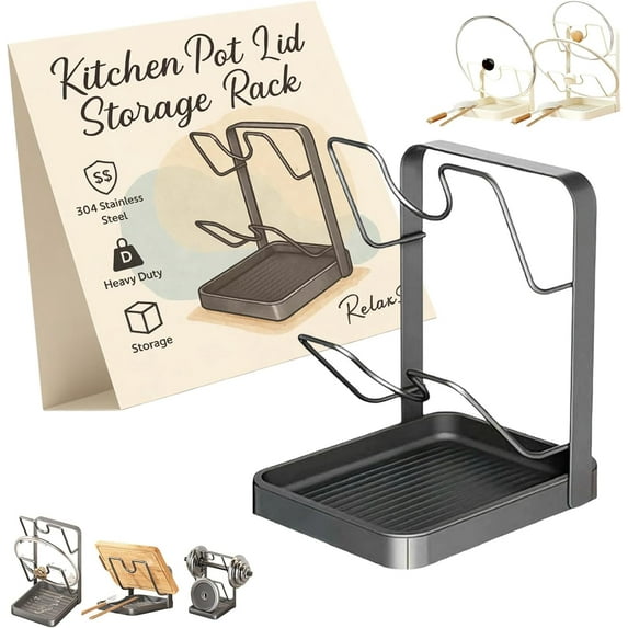 2026 Upgrade Kitchen Pot Lid Storage Rack, 304 Stainless Steel Pot Lid ...