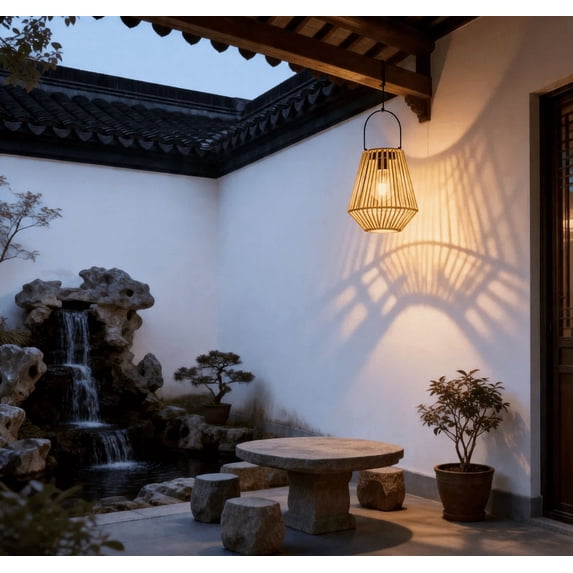 2026 Upgrade Outdoor Solar Courtyard Lights Rattan Woven Lanterns ...