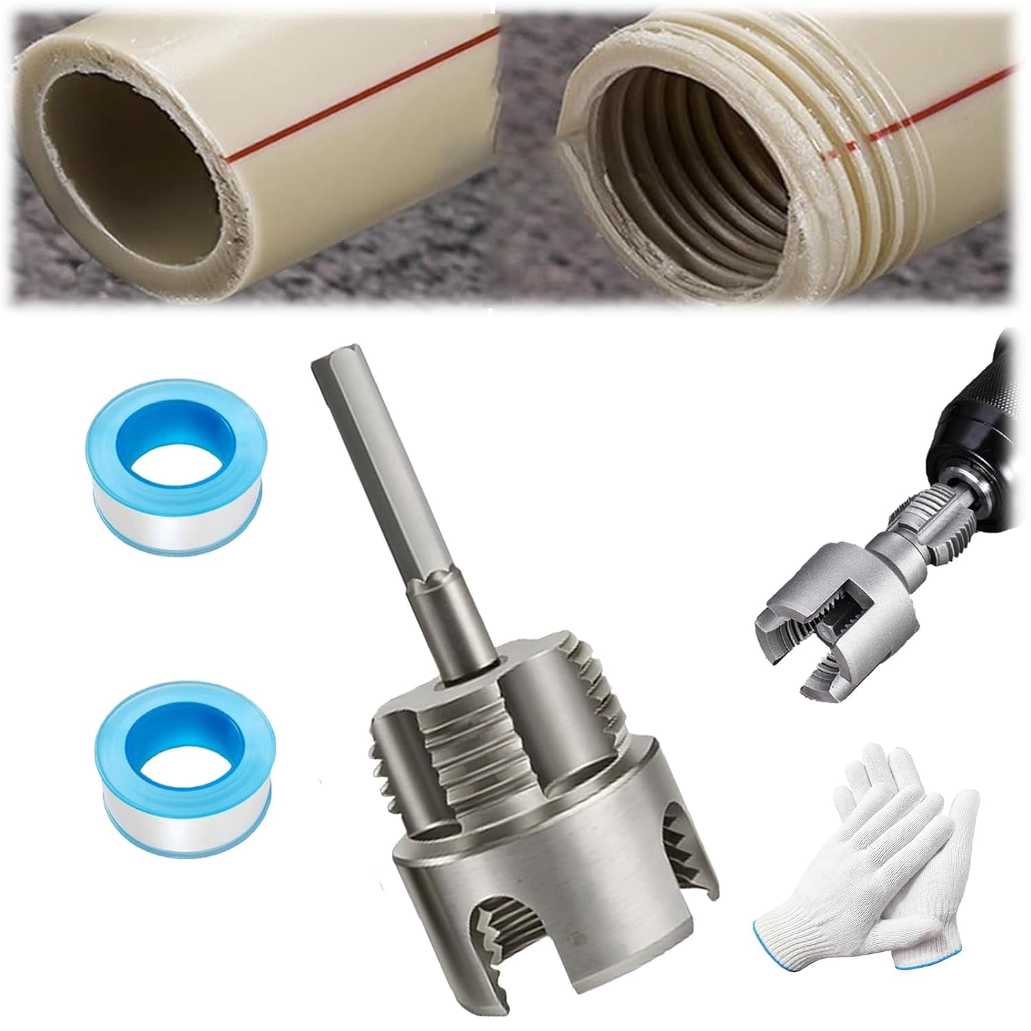 2026 Upgrade Pipe Tapping and Threading Tool, 3 PCS Pipe Tapping and ...