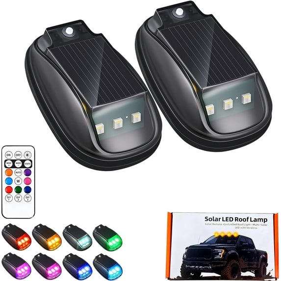 2026 Upgrade Solar Car Roof RGB Strobe Light with Remote Control ...