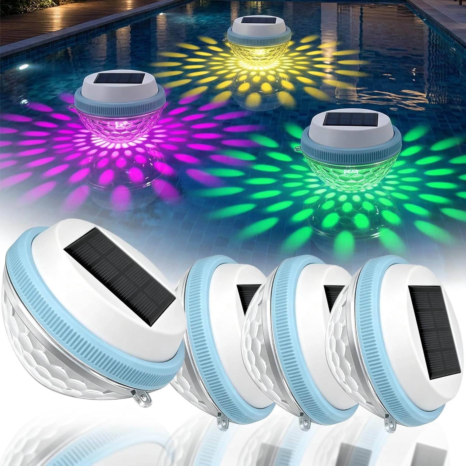 2026 Upgrade Solar Floating Pool Lights – Waterproof LED Floating ...