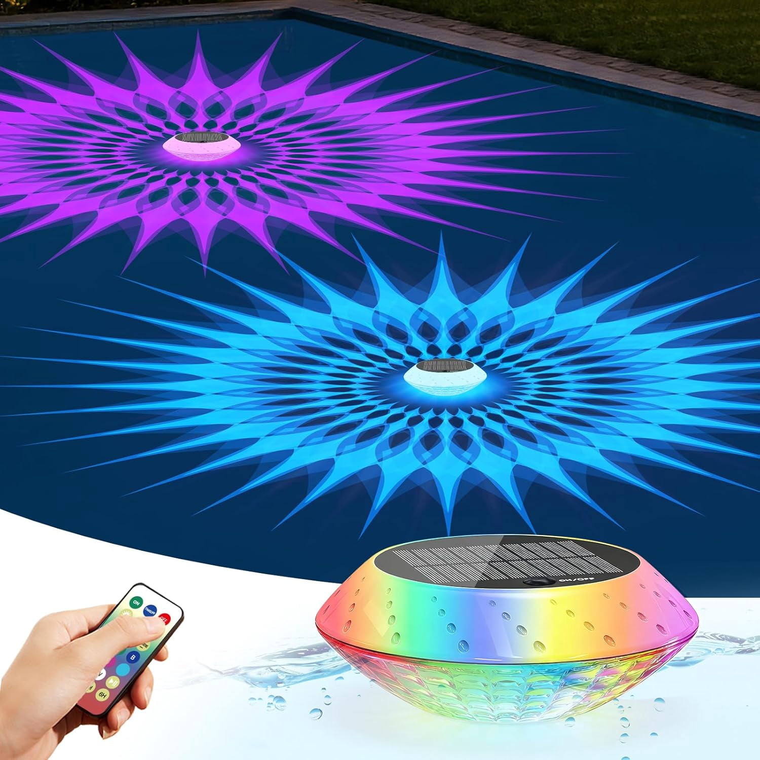 2026 Upgrade Solar Powered s(1 Pack), 1800mAh Pool Lights That Float ...