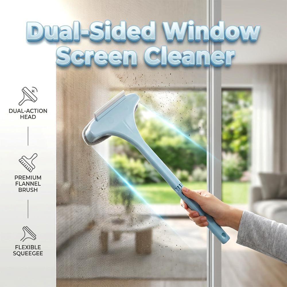 2026 Upgraded 2-in-1 Window Screen Cleaning Brush, Double Sided Wet Dry ...