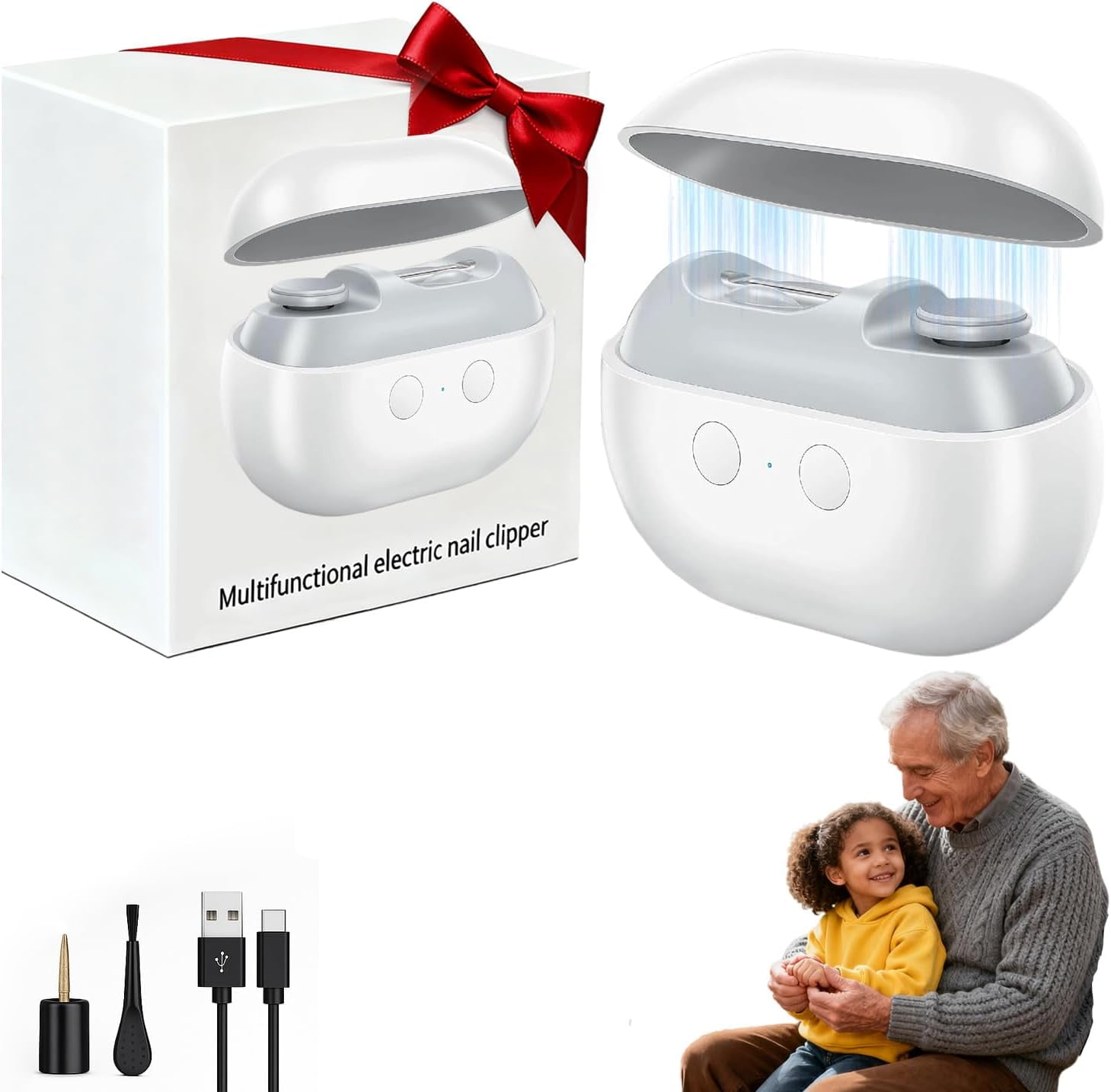 2026 Upgraded 3-in-1 Portable Electric Nail Clipper & Polisher with LED ...
