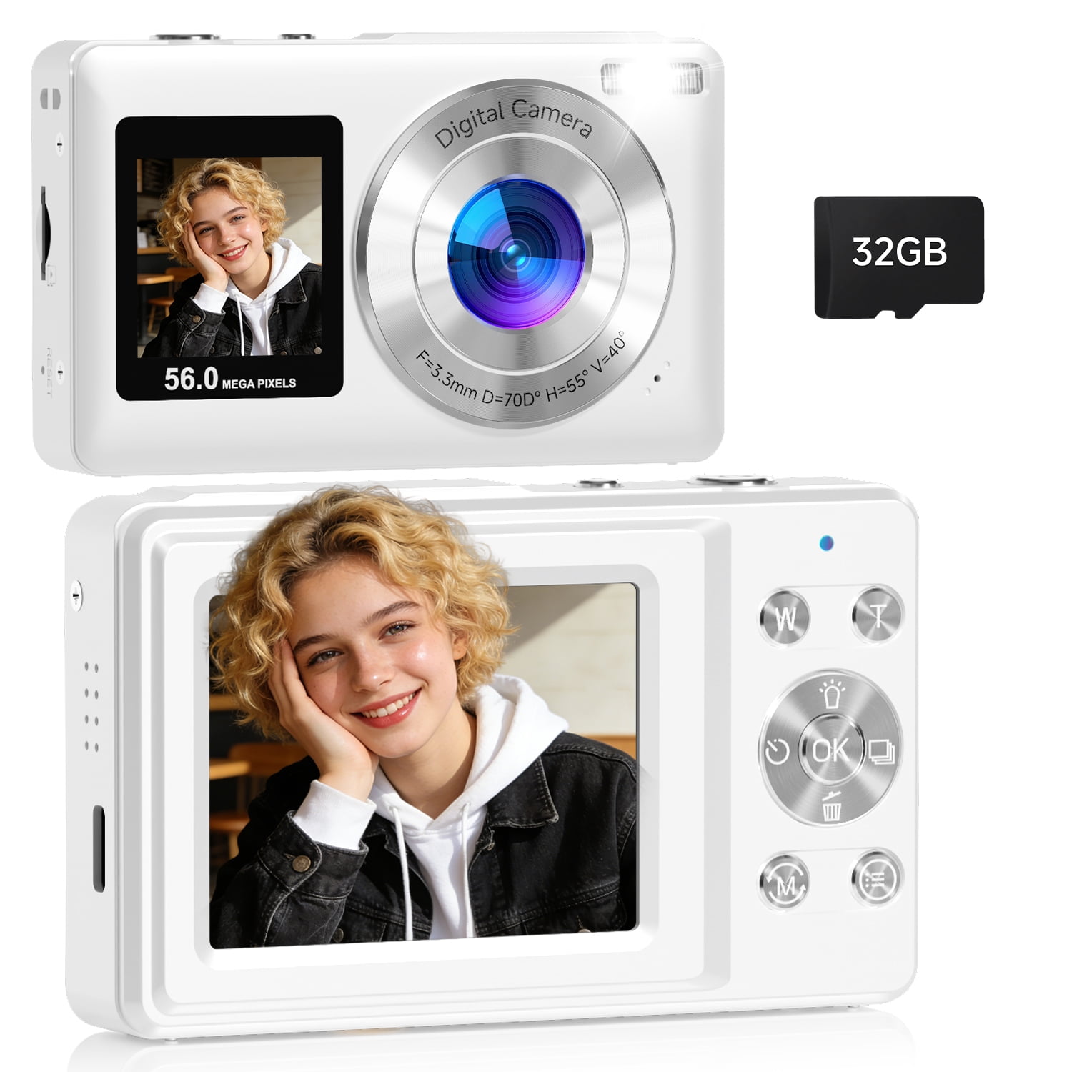 2026 Upgraded 56MP Dual Screens Digital Camera, Compact Cameras Built ...
